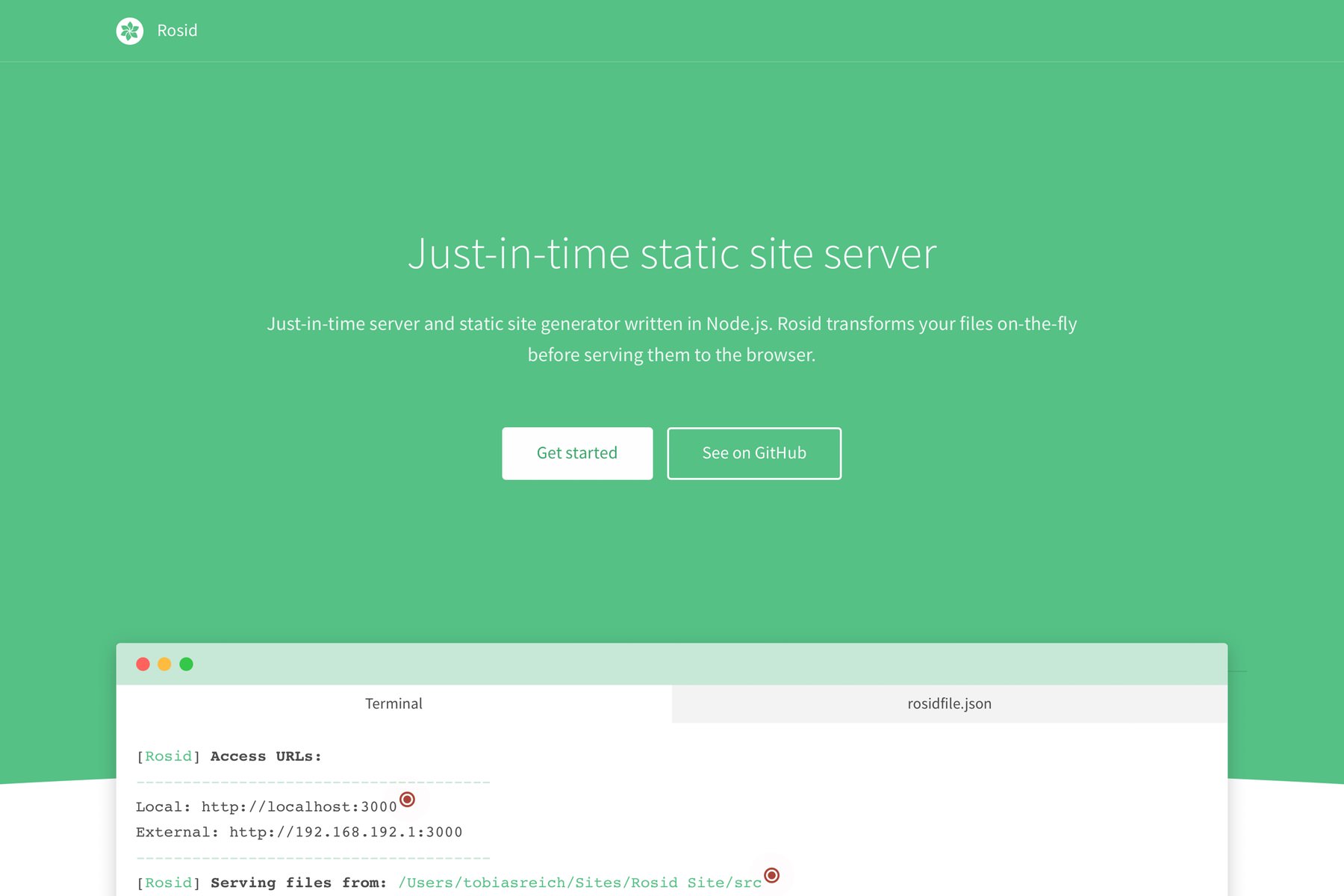 Just-in-time static site server | Rosid